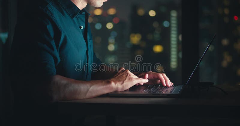 Man Figure Sits Before Computer Screen Programming Coding Hands Close Up Programmer Writes Lines 4057