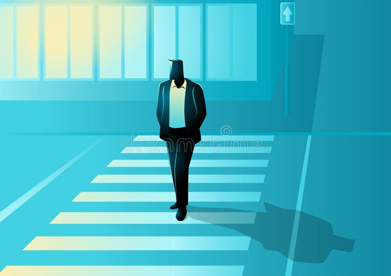 Man Figure Walkin on Zebra Cross Stock Vector - Illustration of walk ...
