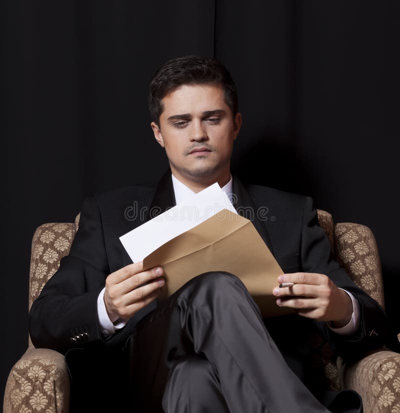 Man with File Sitting in Vintage Armchair Stock Photo - Image of ...