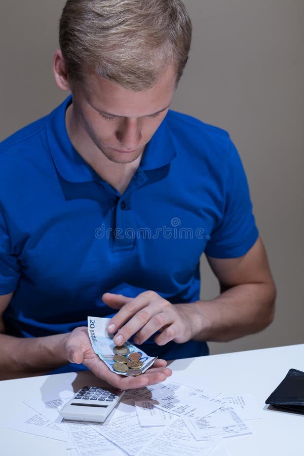 Man with Financial Problems Stock Image - Image of calculating ...