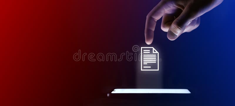 Man Finger Clicks on the Document Icon.Document Symbol for Your Web ...