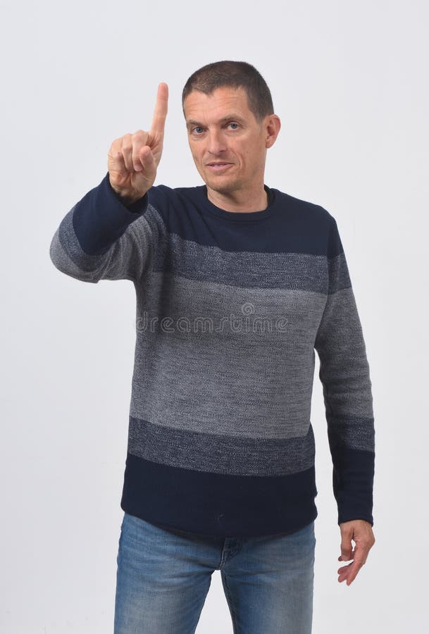 Man with Finger in the Shape of Number One Stock Photo - Image of ...