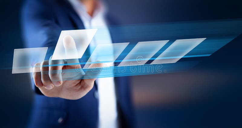 Man Finger Touch Screen Interface Stock Image - Image of finger ...