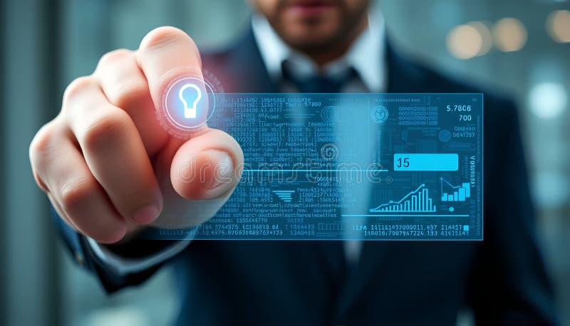 Man Finger Tough Check Mark, Digital Document and File Hologram ...