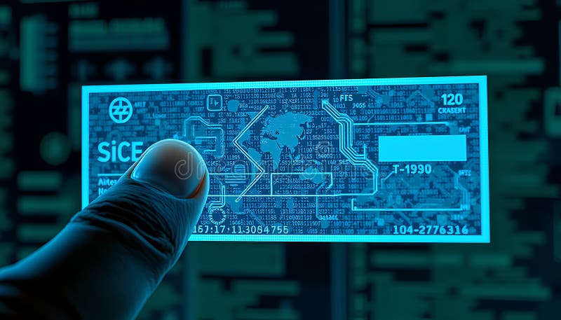 Man Finger Tough Check Mark, Digital Document and File Hologram ...