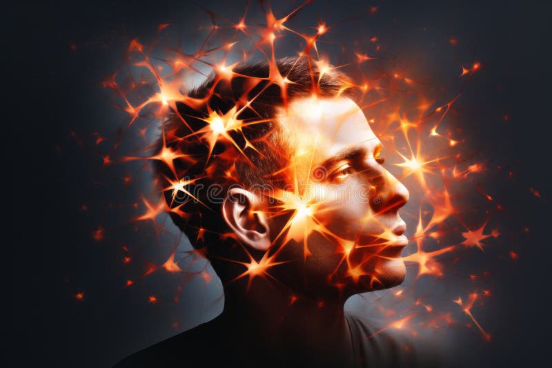 A Man with Fire Coming Out of His Head Stock Illustration ...