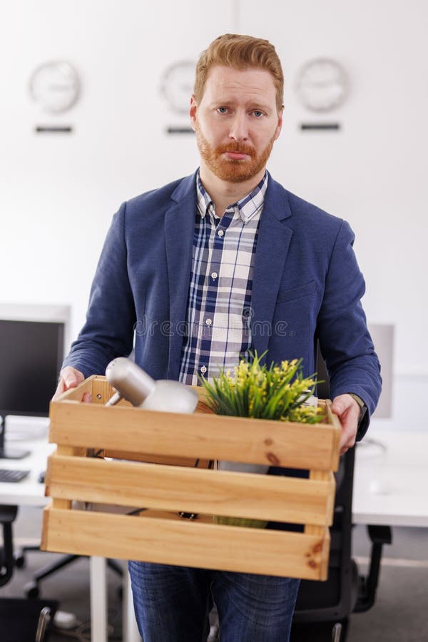 Man Fired from Work Carrying Things in Box while Leaving Office Stock ...