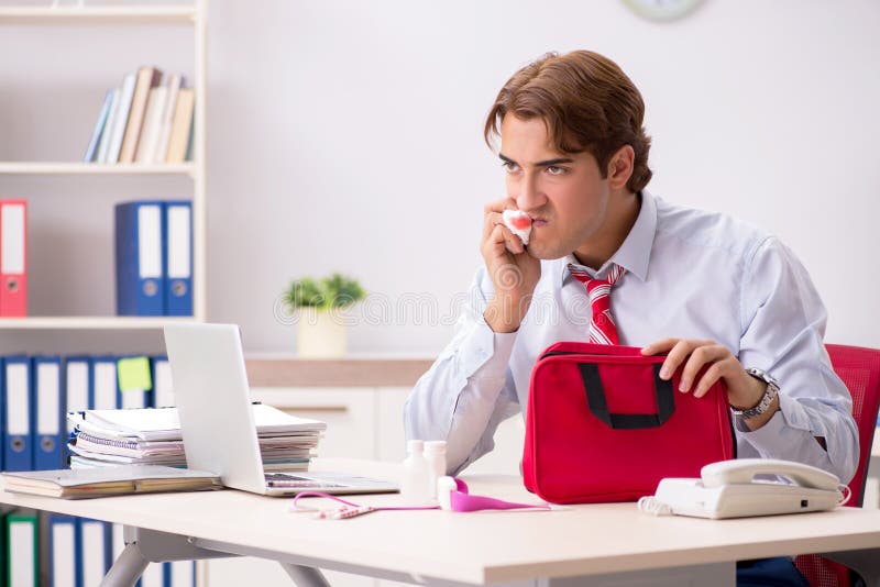 The Man with First Aid Kit in the Office Stock Image - Image of case ...