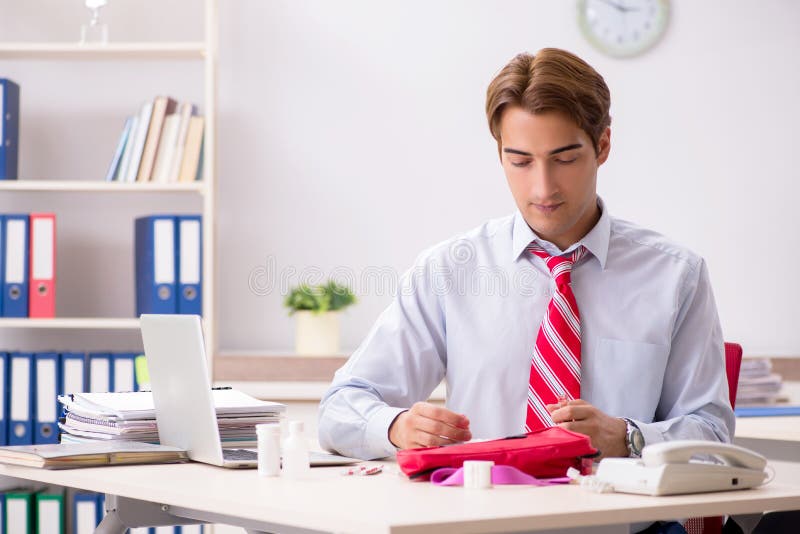 The Man with First Aid Kit in the Office Stock Image - Image of ...