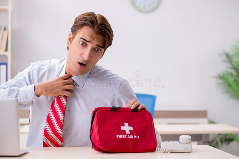 The Man with First Aid Kit in the Office Stock Image - Image of heart ...