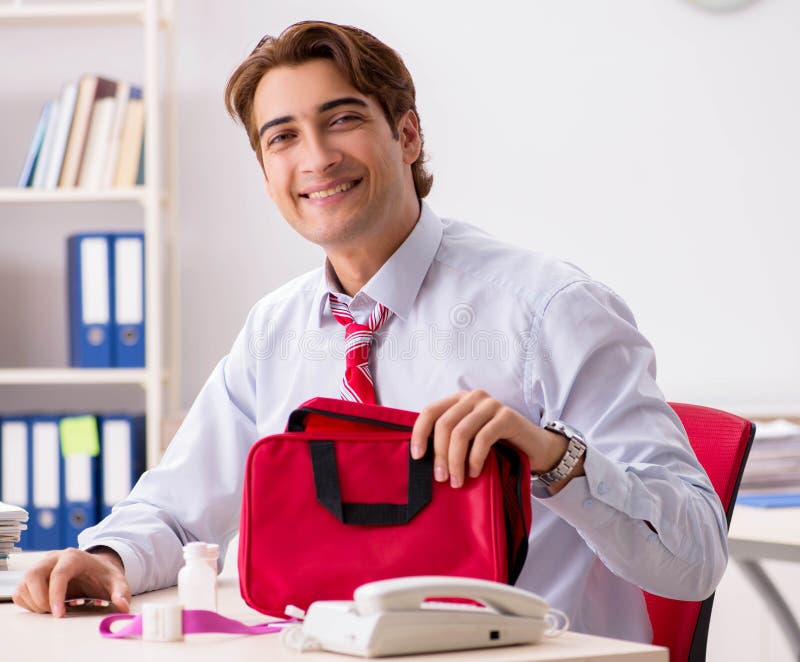 Man with First Aid Kit in the Office Stock Image - Image of ambulance ...