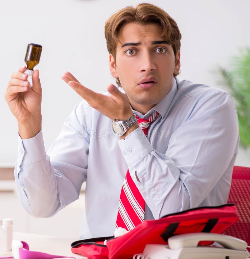 Man with First Aid Kit in the Office Stock Image - Image of insurance ...