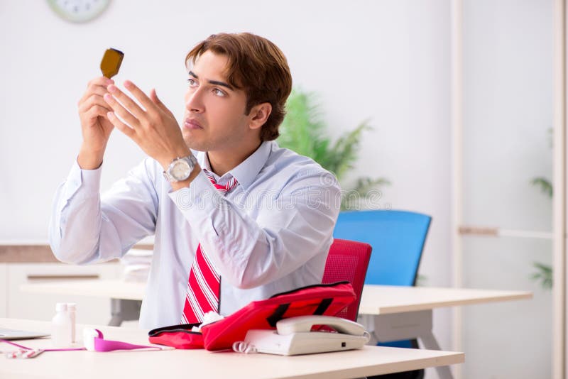 The Man with First Aid Kit in the Office Stock Photo - Image of illness ...