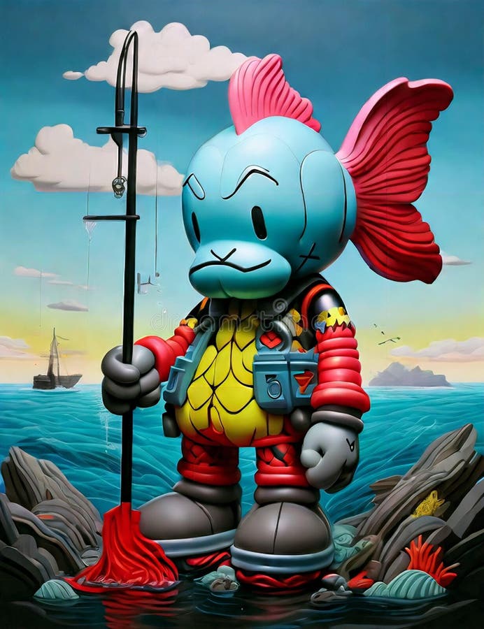 A Man with a Fish Head, As a Fighter for the Environment, Preserving ...