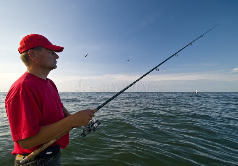 Sea fishing. stock image. Image of boat, hooked, horizon - 2376273