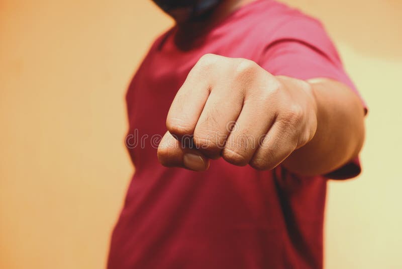 Front View Fist Bump Greeting Gesture with Right Hand Stock Image ...