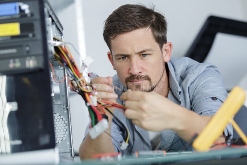 Man Fix Server Network in Data Center Room Stock Photo - Image of ...
