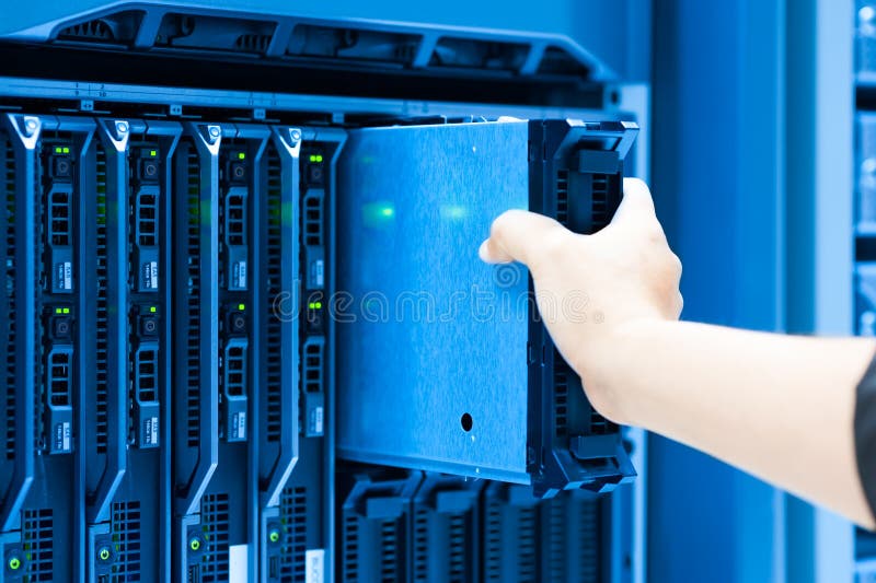 Man Fix Server Network in Data Center Room Stock Image - Image of tech ...