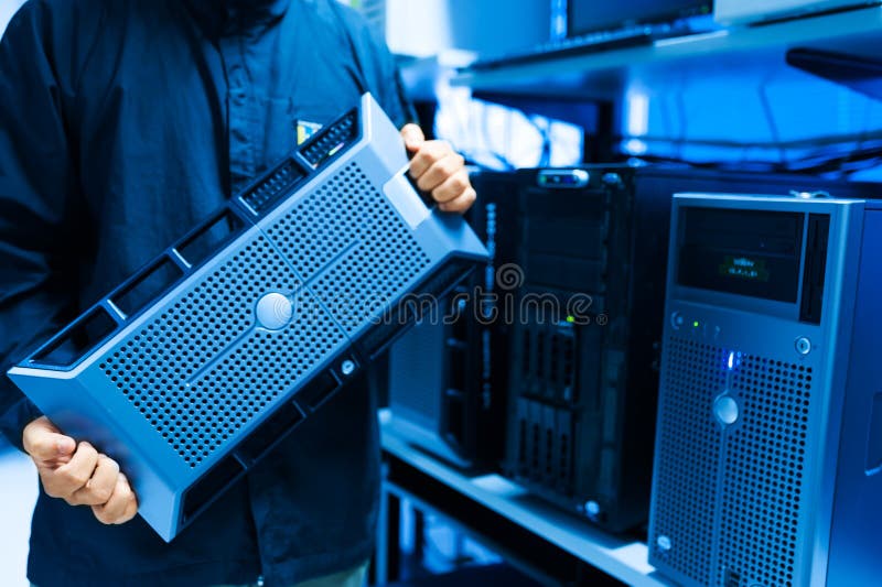 Man Fix Server Network in Data Center Room Stock Photo - Image of ...