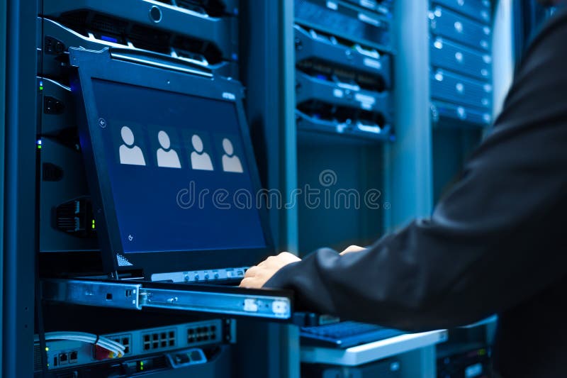 Man Fix Server Network in Data Center Room Stock Photo - Image of ...