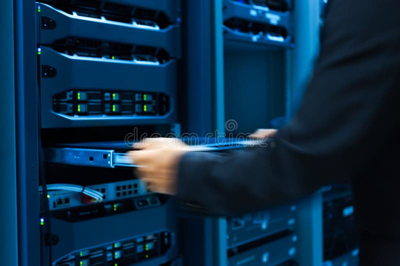 Man Fix Server Network in Data Center Room Stock Photo - Image of ...