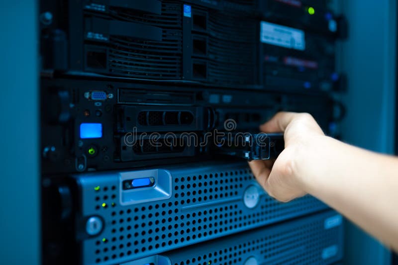 Man Fix Server Network in Data Center Room Stock Photo - Image of ...