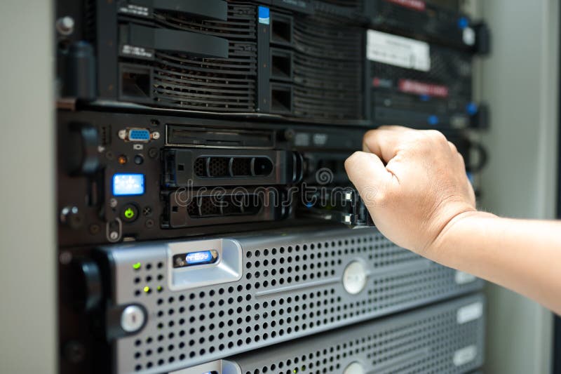 Man Fix Server Network in Data Center Room Stock Image - Image of ...