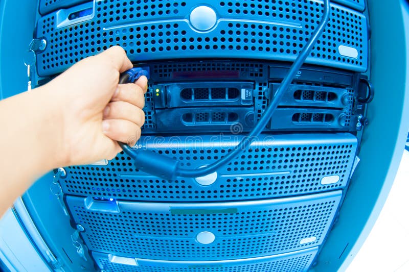 Man Fix Server Network in Data Center Room Stock Image - Image of ...