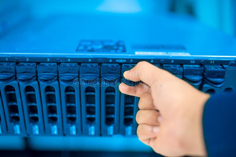 Man Fix Server Network in Data Center Room Stock Image - Image of ...