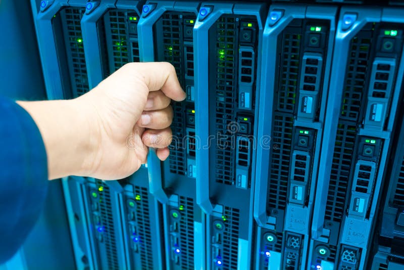 Man Fix Server Network in Data Center Room Stock Photo - Image of ...