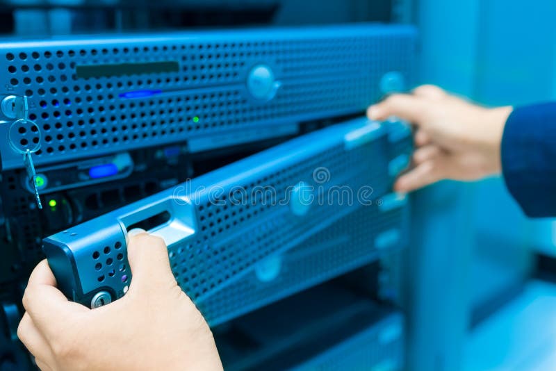 Man Fix Server Network in Data Center Room Stock Photo - Image of cable ...