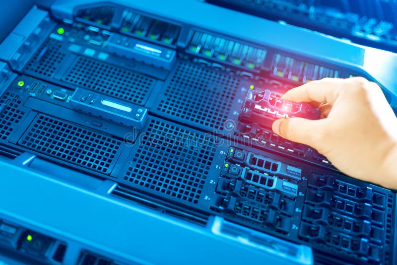 Man Fix Server Network in Data Center Room Stock Photo - Image of ...