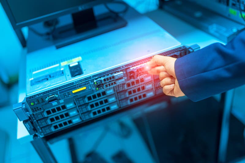 Man Fix Server Network in Data Center Room Stock Photo - Image of ...