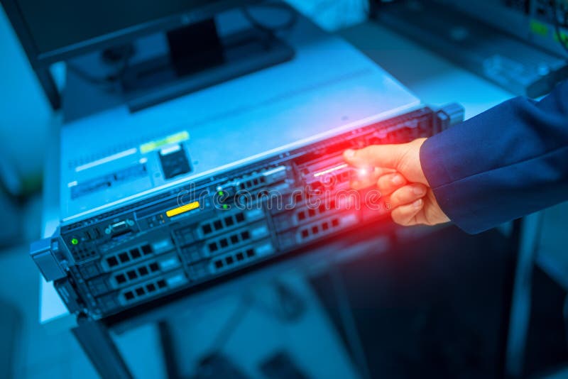 Man Fix Server Network in Data Center Room Stock Photo - Image of ...