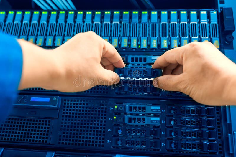 Man Fix Server Network in Data Center Room Stock Photo - Image of ...