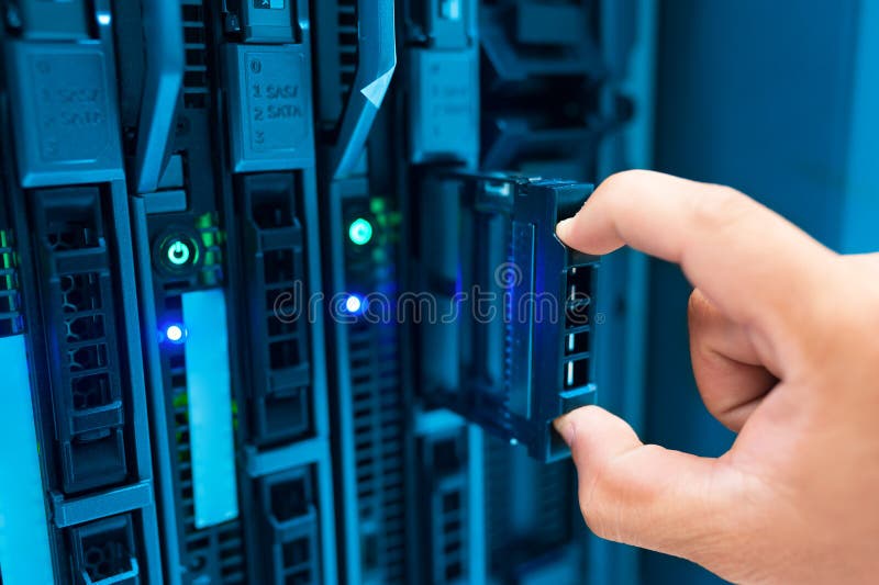 Man Fix Server Network in Data Center Room Stock Image - Image of ...