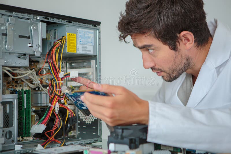 Man Fix Server Network in Data Center Room Stock Photo - Image of ...