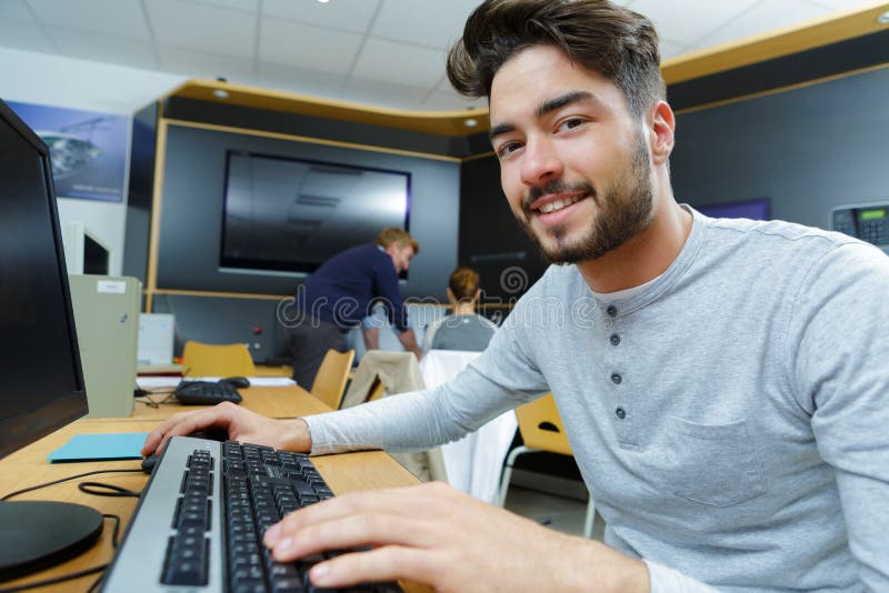 Man Fix System Unit Computer Device Stock Photo - Image of toner ...