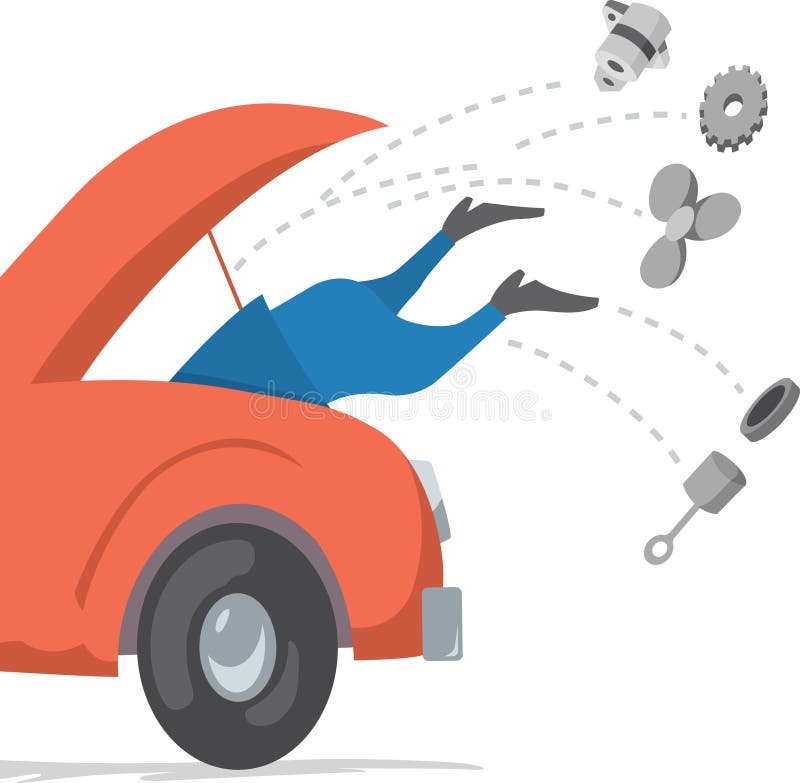 Man fixing car stock vector. Illustration of cartoon - 14885701