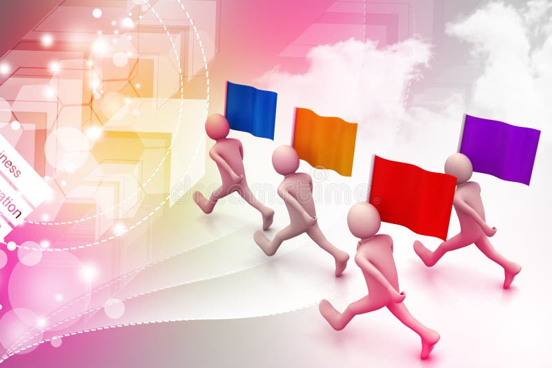 Man with flag stock illustration. Illustration of interference - 43434011