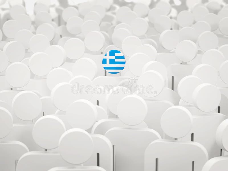 Man with Flag of Greece in a Crowd Stock Illustration - Illustration of ...