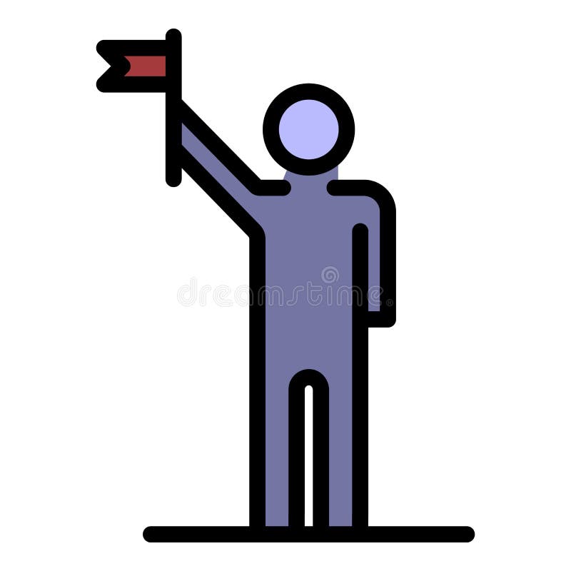Man with Flag Icon Color Outline Vector Stock Vector - Illustration of ...