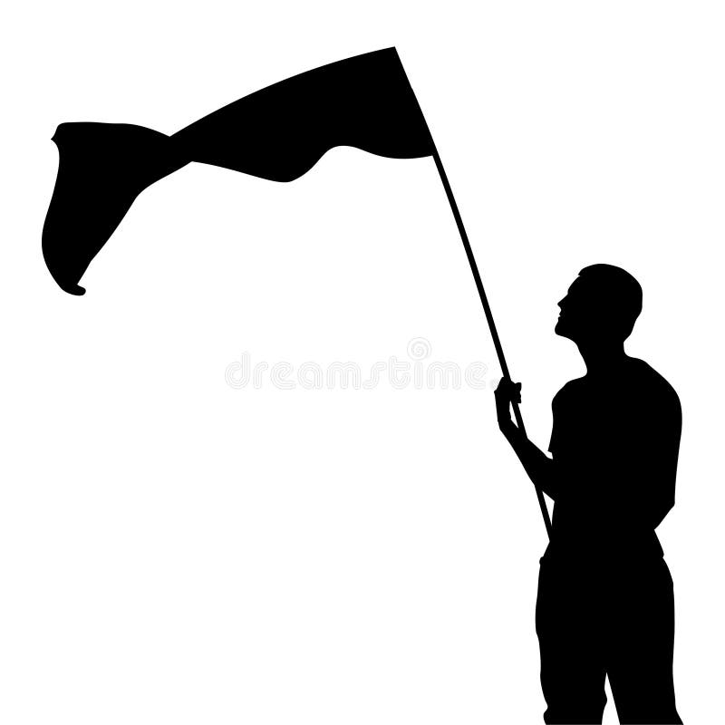 Man Holding a Flag, Vector Silhouette Stock Vector - Illustration of ...