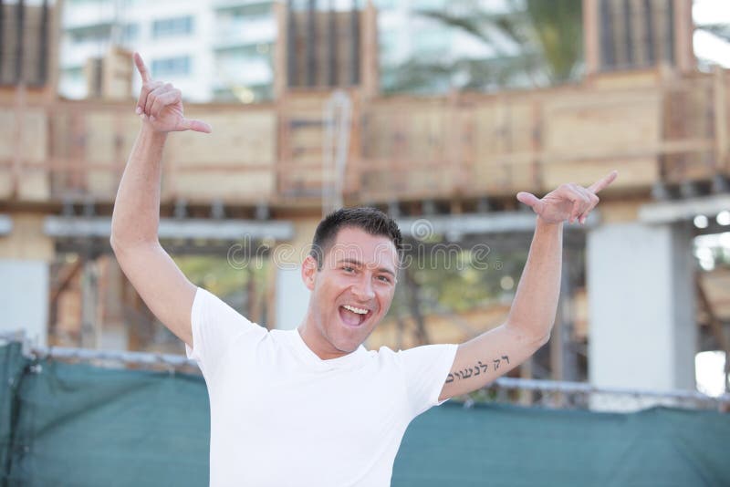 Man flailing his arms stock image. Image of wellbeing - 29530621