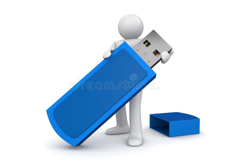 3d Character with Usb Flash Drive Stock Illustration - Illustration of ...