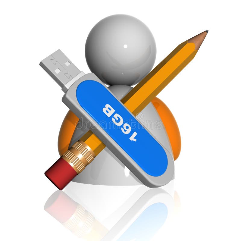 Man with flash drive stock illustration. Illustration of human - 49275928