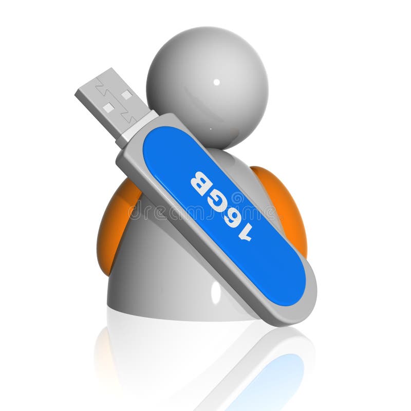 Man with flash drive stock illustration. Illustration of database ...