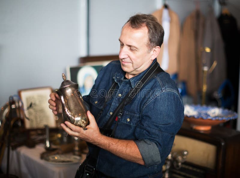 Man in flea market stock photo. Image of city, interesting - 257903008