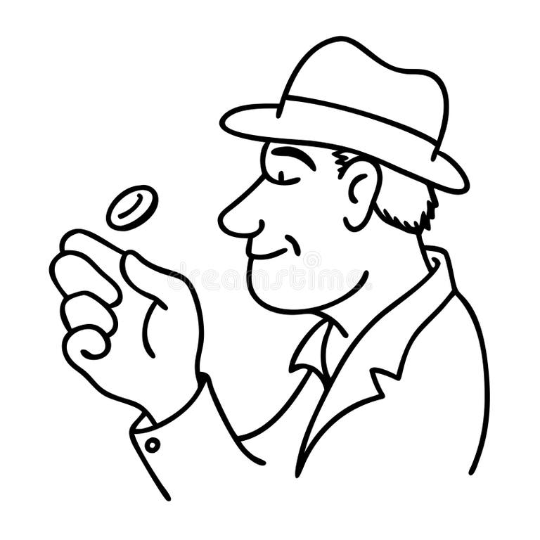 Man Flipping Coin Vector Illustration for Decision Making Concepts ...