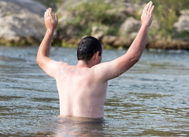 A Man Floating in the River Stock Image - Image of river, attractive ...